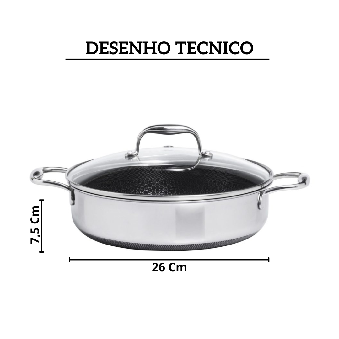 Frigideira Multiuso Reta Em Aço Inox 26Cm 4,7 Litros Oxford Hive