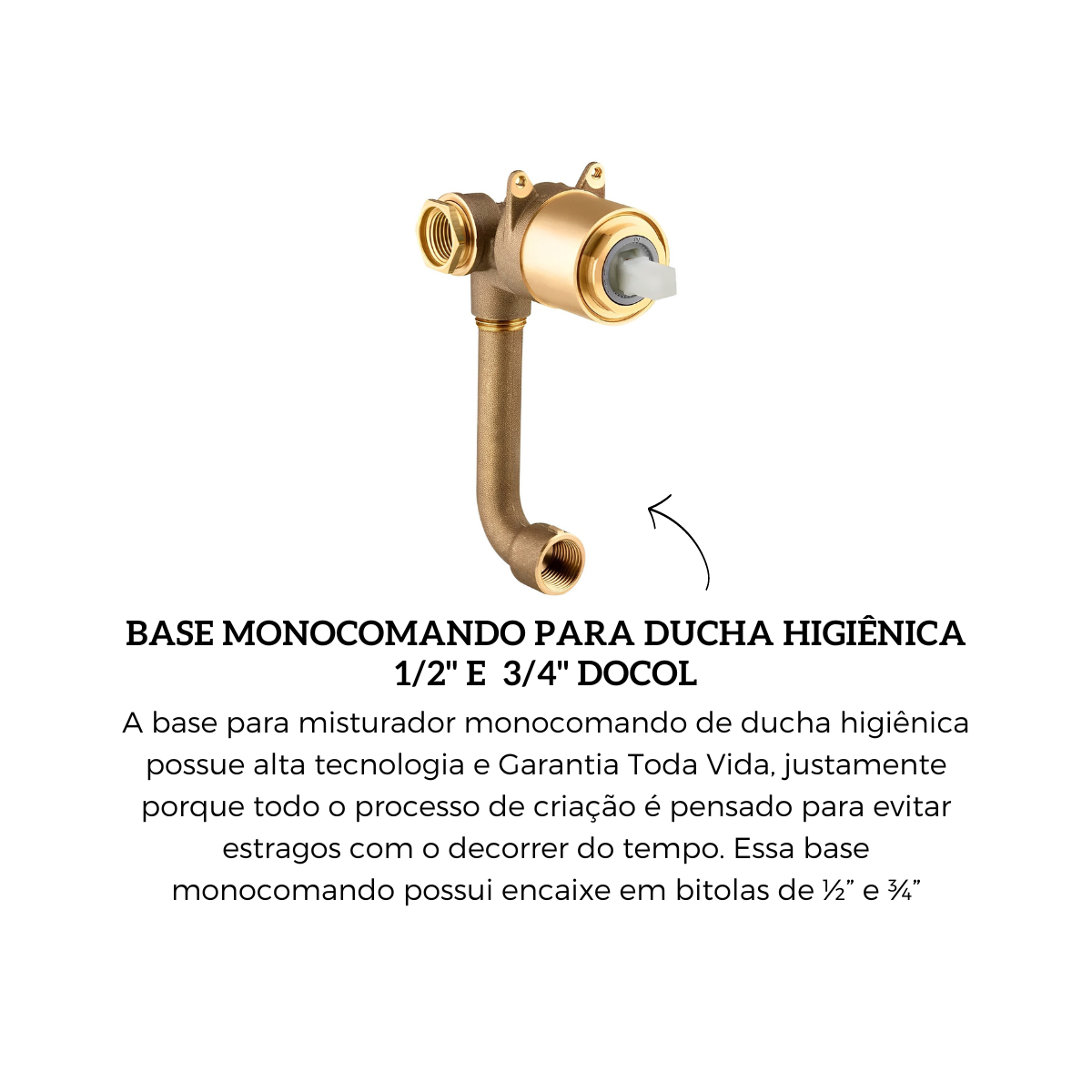 Base Monocomando Para Ducha Higiênica 1/2" e 3/4" Docol