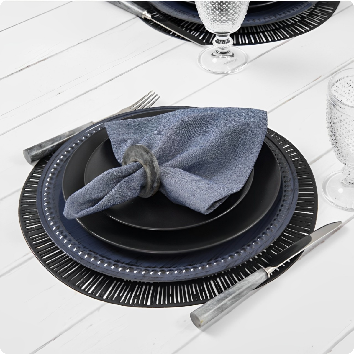 Jogo Americano Redondo Avulso Concept Ethan Preto Copa & Cia